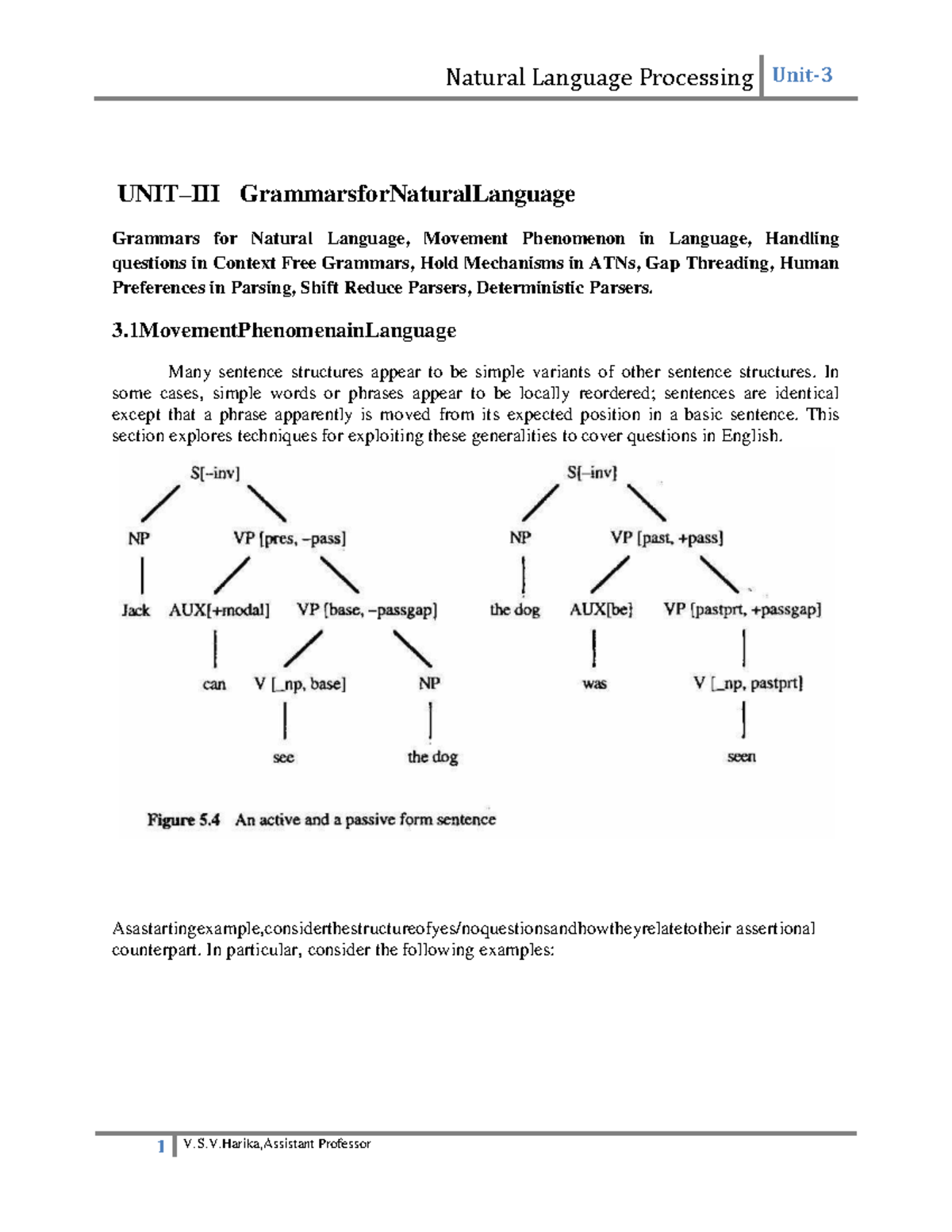 NLP Course Unit-3: Understanding Grammars and Parsing Techniques - Studocu