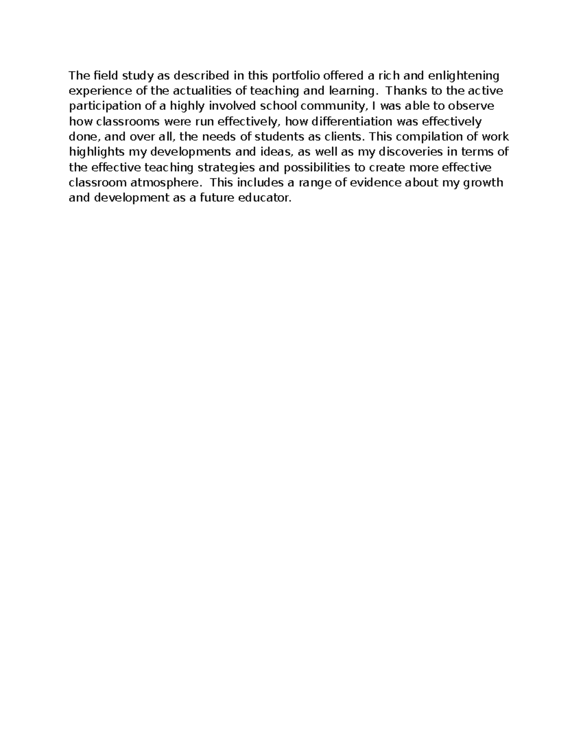 Intro - Assignment - The field study as described in this portfolio ...