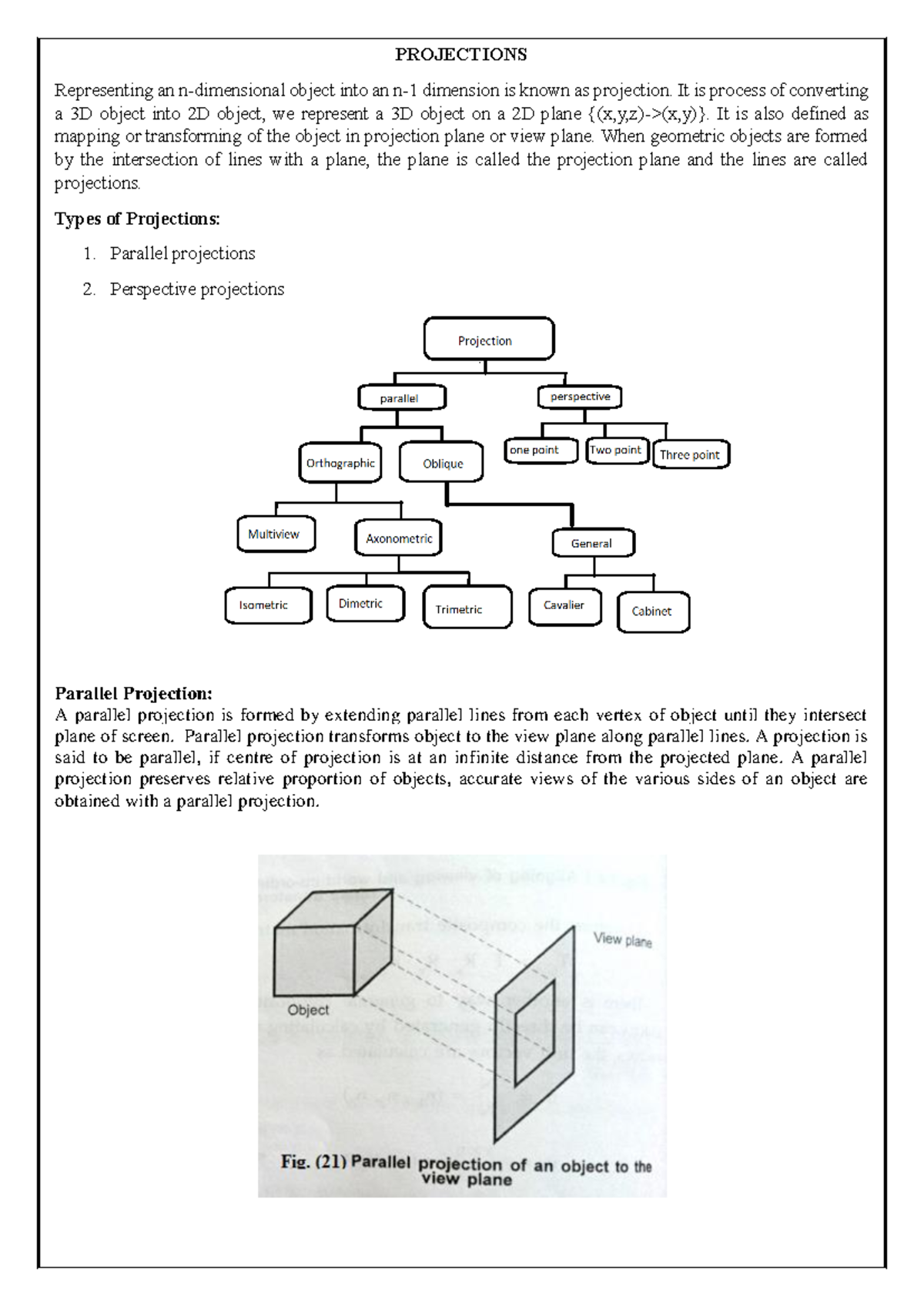 Projection Techniques: Understanding 2D Representations of 3D Objects - Studocu