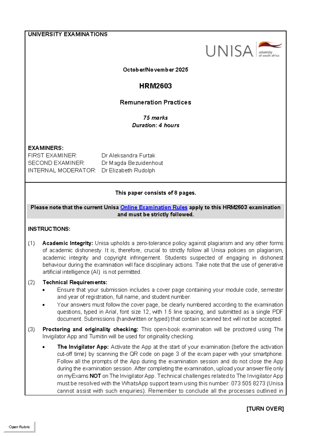 HRM2603 2025 Final Exam: Remuneration Practices and Case Study Analysis ...