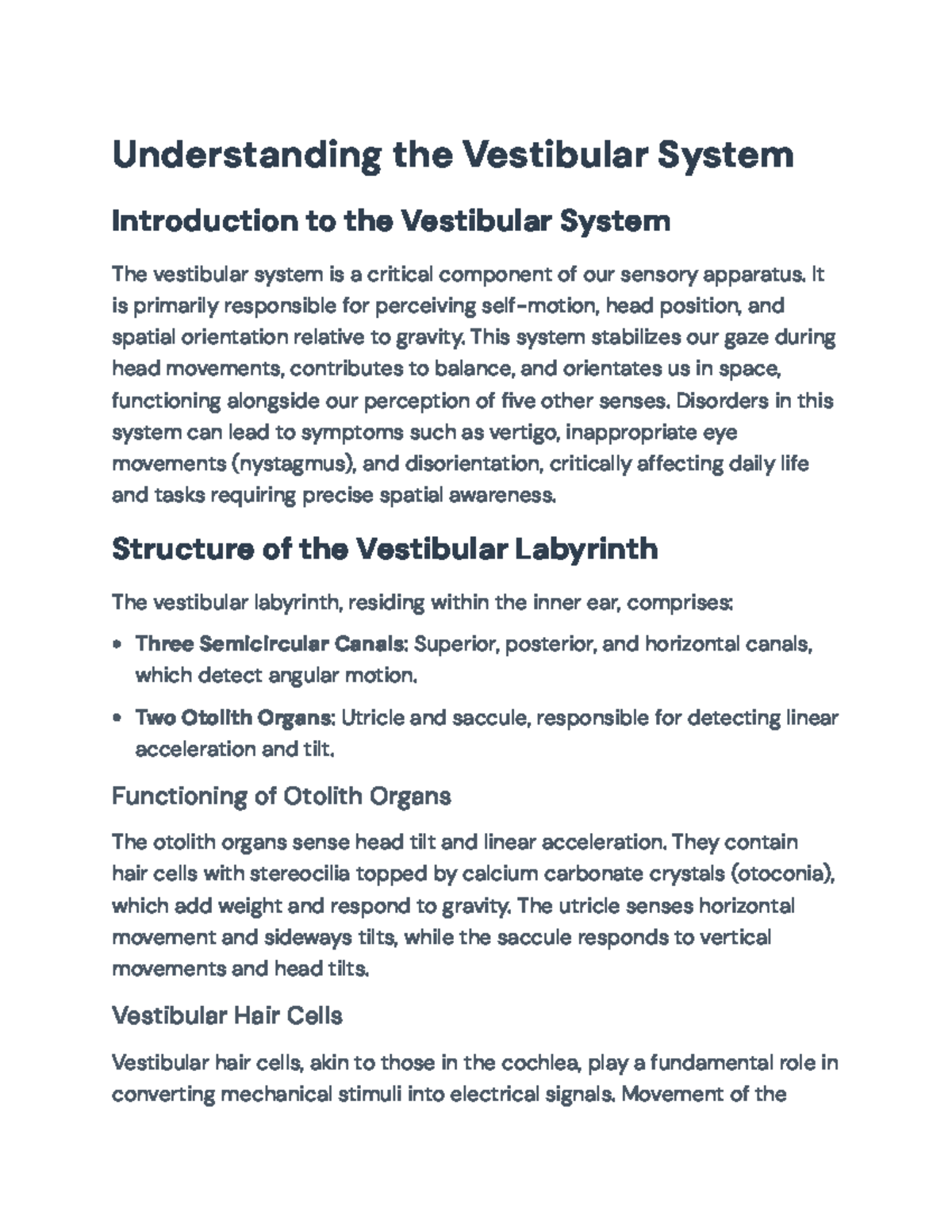 Understanding the Vestibular System: Structure, Function, and Disorders ...