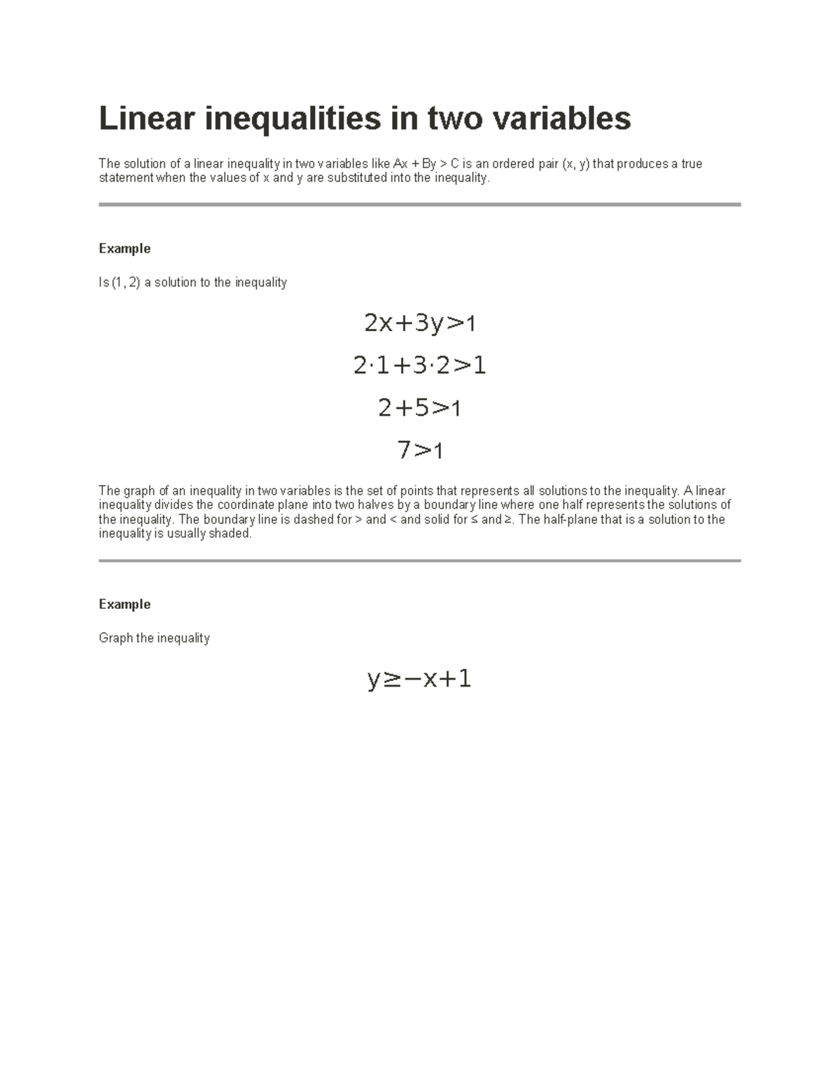 Lesson 4 Review of Linear Inequalities in Two Variables - Studocu