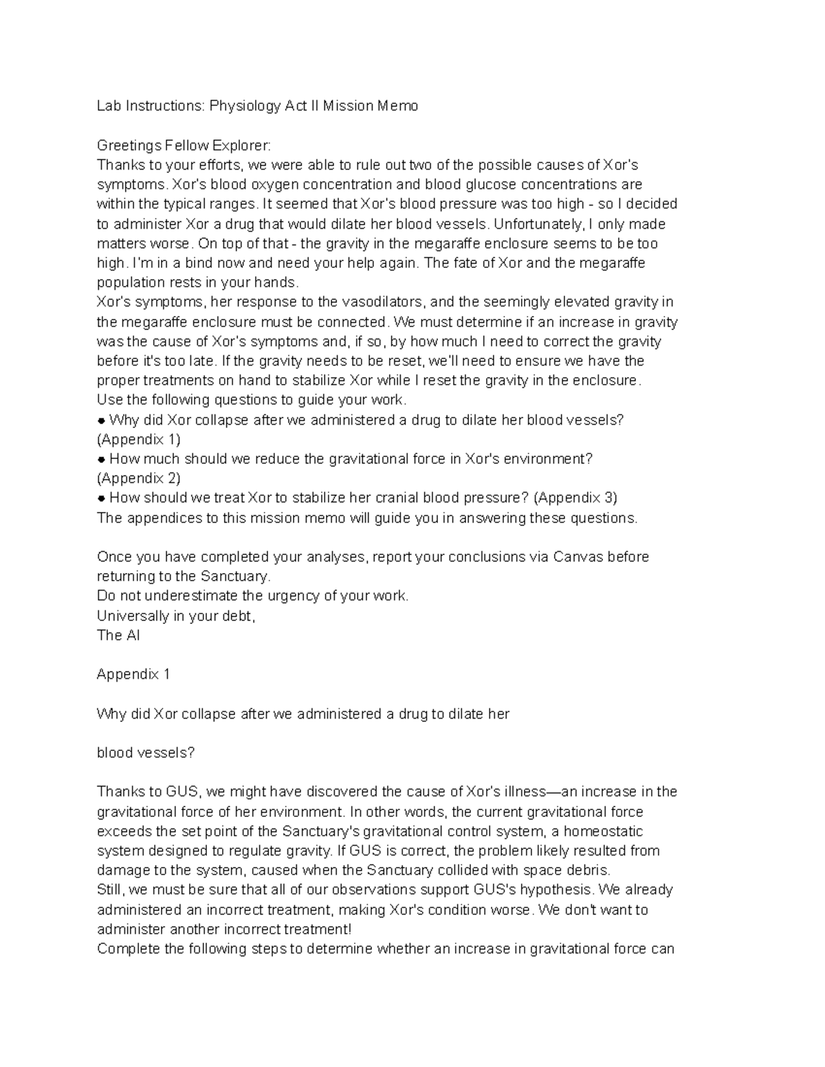 Lab Worksheet: Analyzing Xor's Blood Pressure Issues in Physiology ...