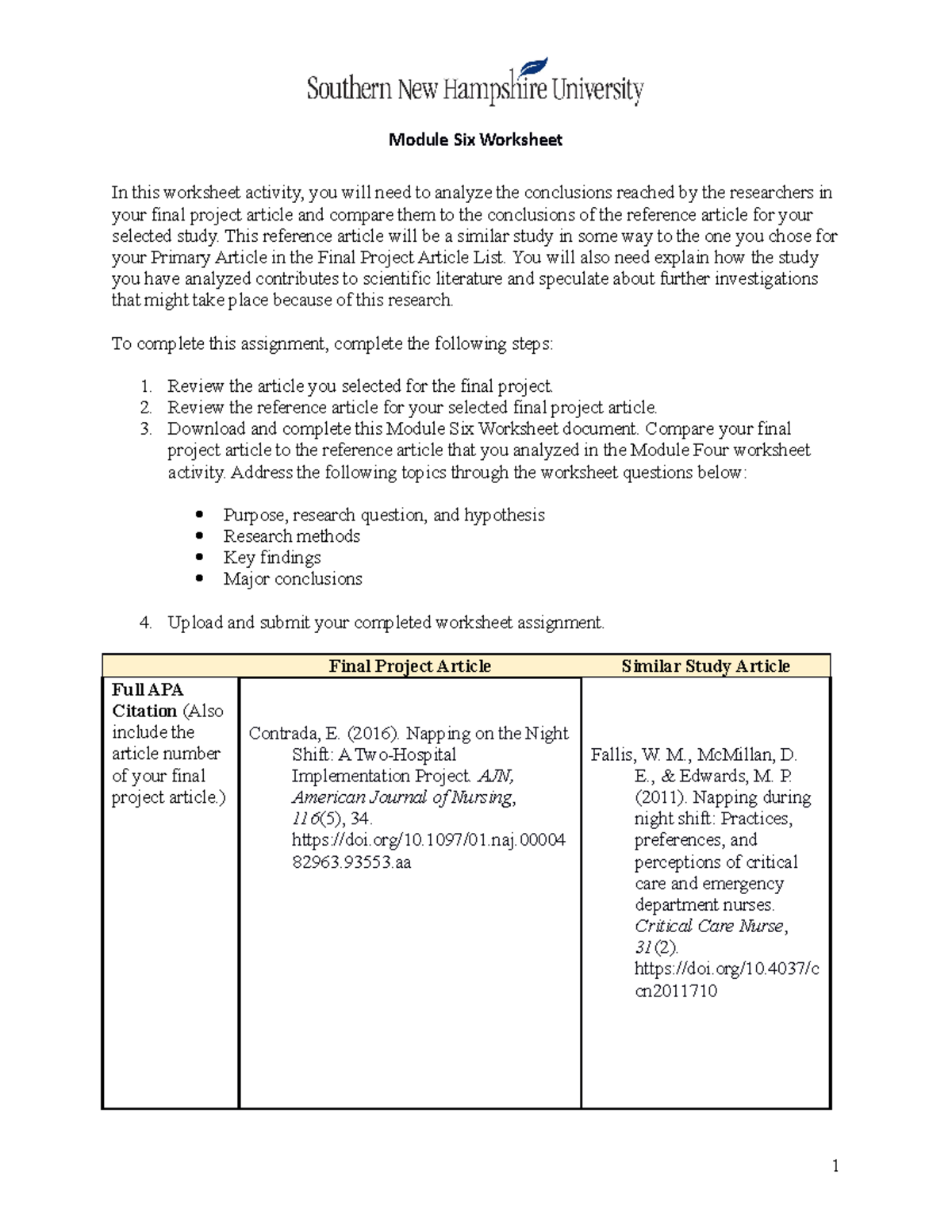 IHP 340 Module 6 Worksheet: Analyzing Research Article Conclusions ...