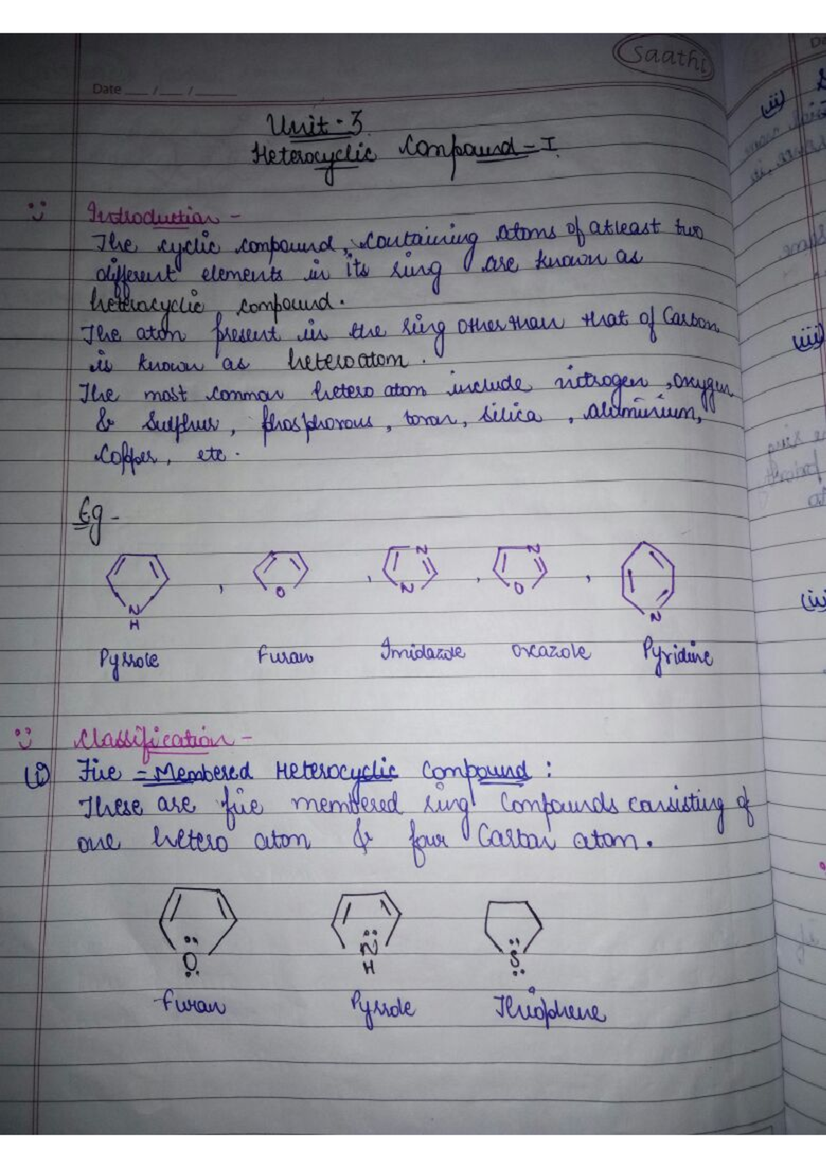 Unit 3 POC 3 - Heterocyclic Compounds Overview and Key Reactions - Studocu