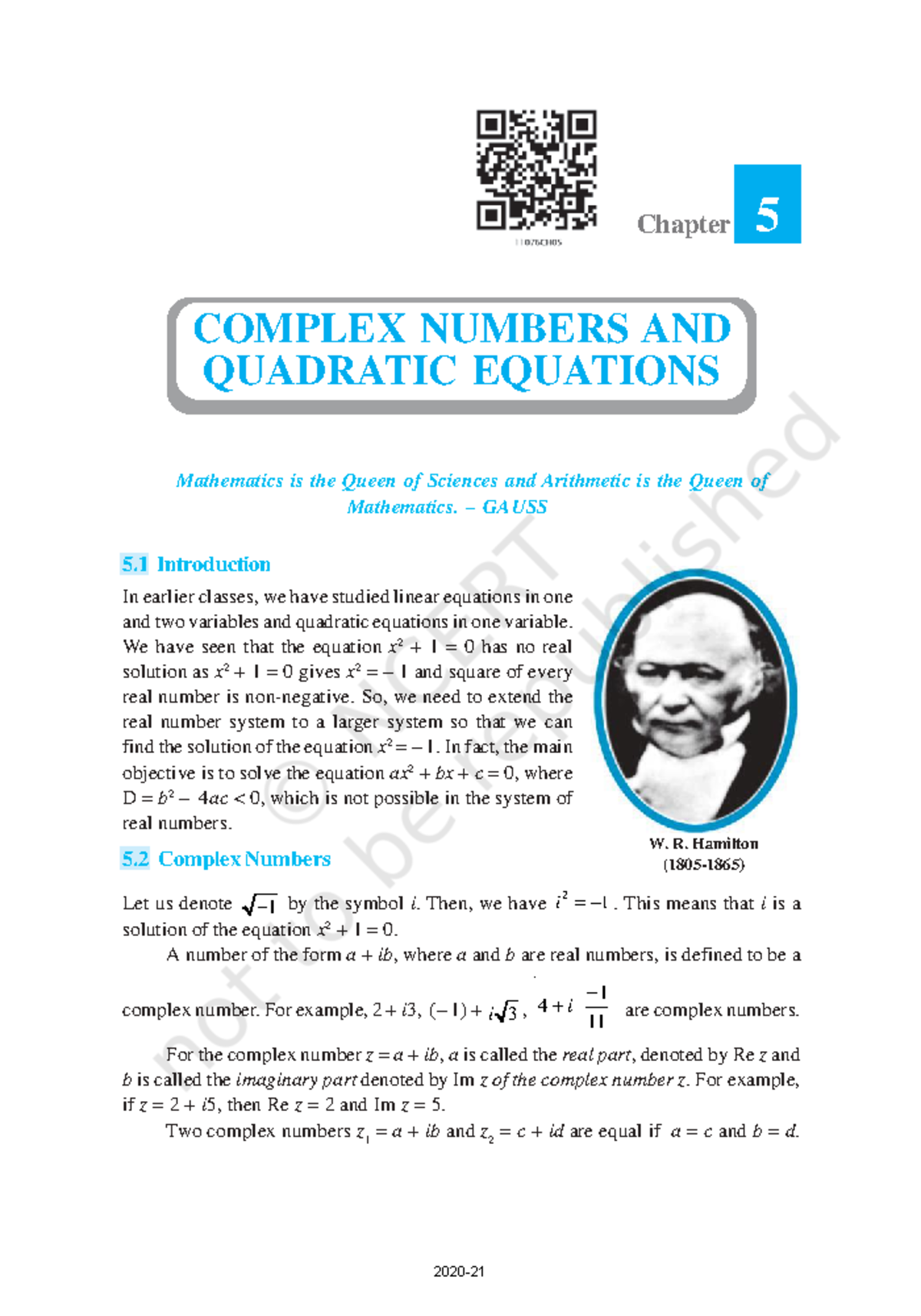 Chap 5: Complex Numbers & Quadratic Equations - Studocu