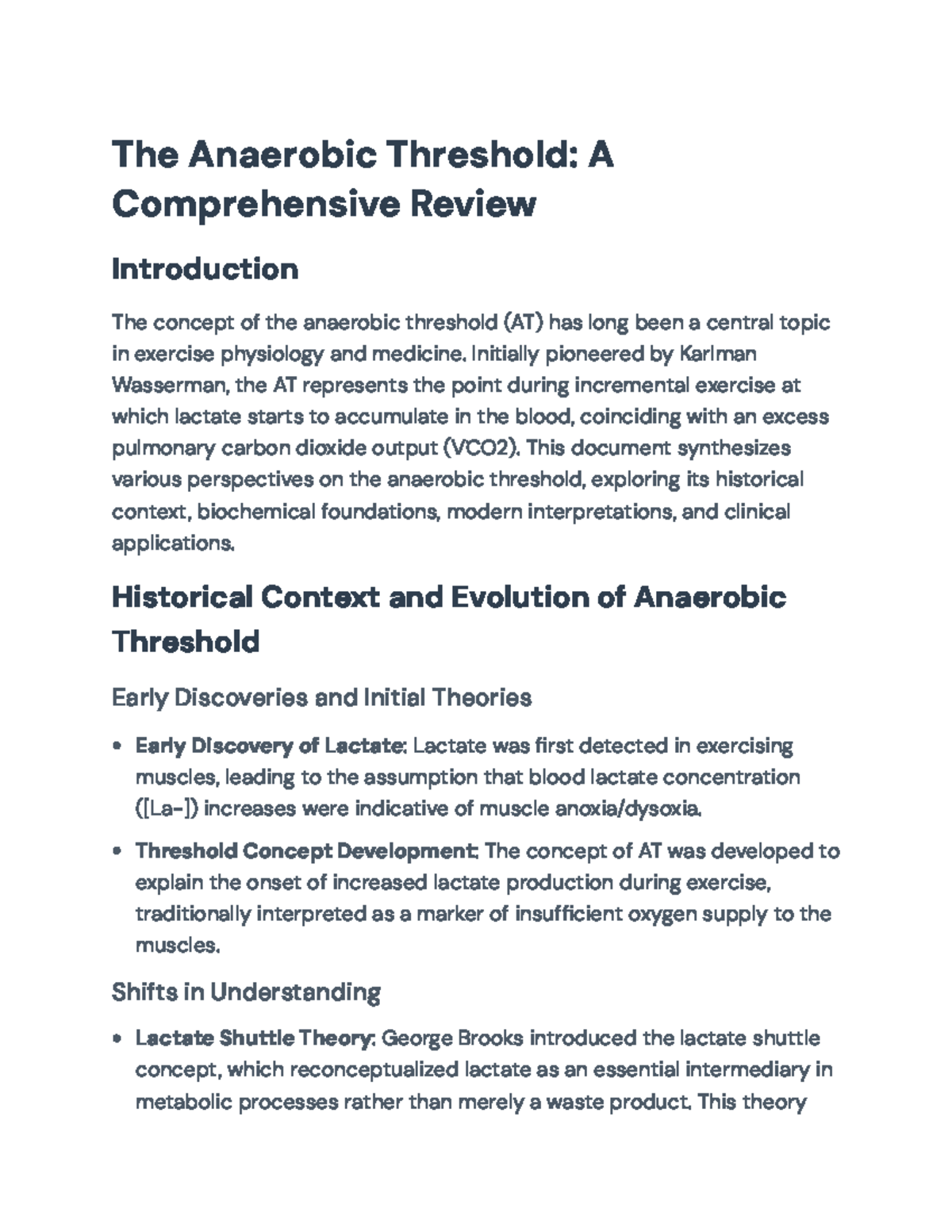 Anaerobic Threshold (AT) Overview: Historical, Biochemical & Clinical ...
