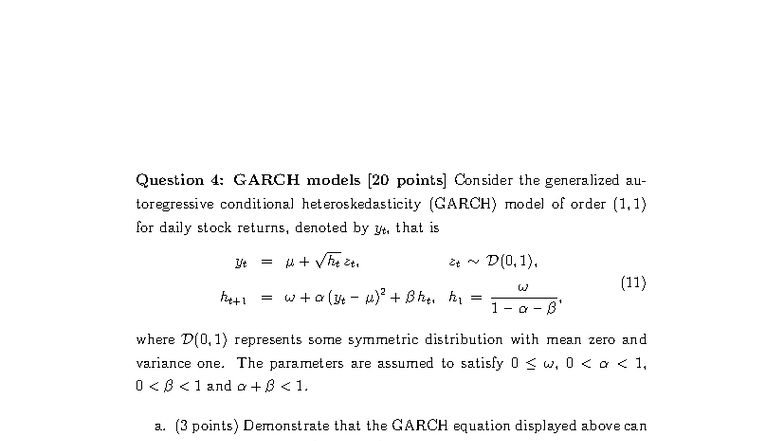 GARCH Models Analysis: Practice Exam Part 2F Solutions - Studeersnel