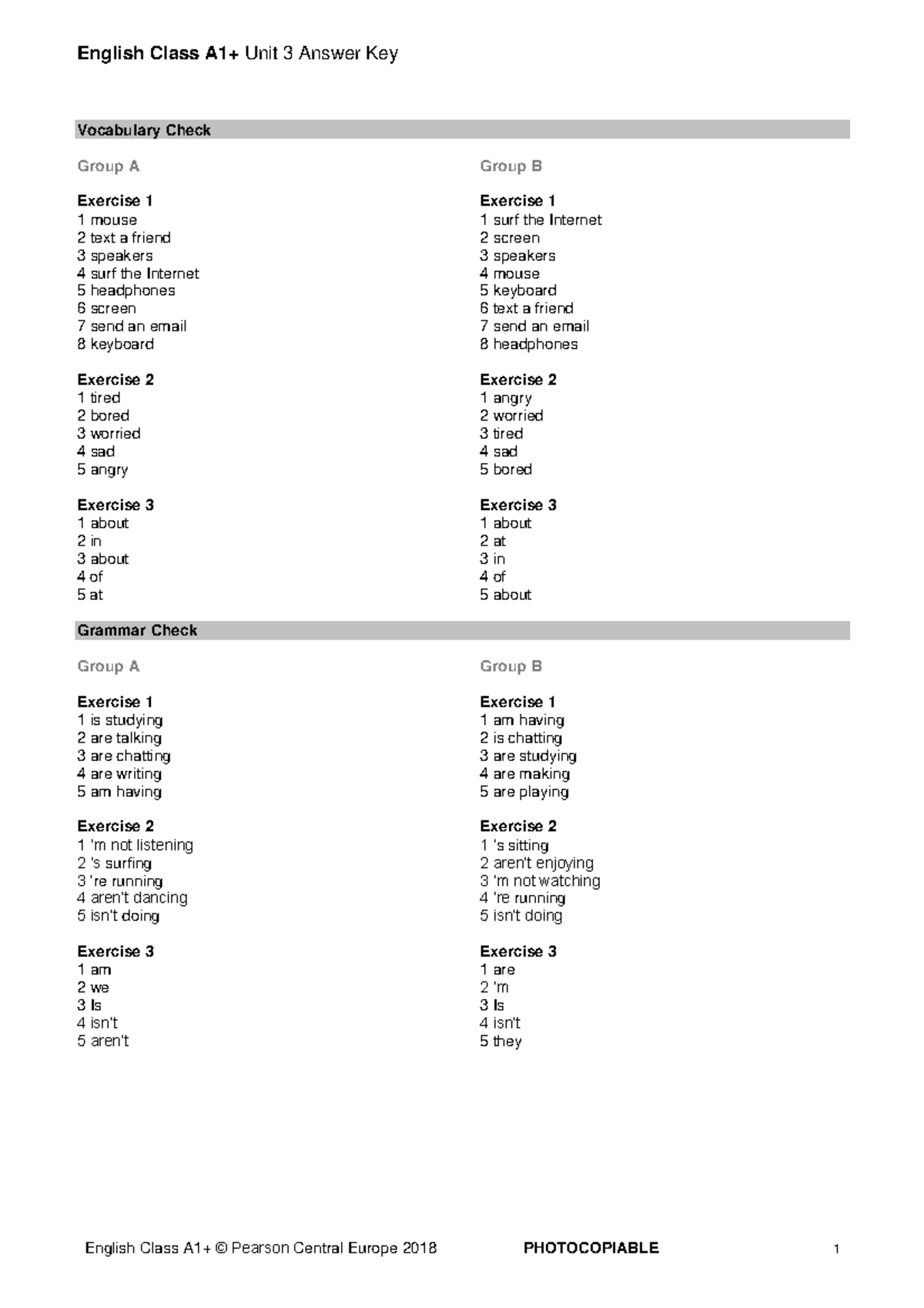 EC A1P - Unit 3 Comprehensive Answer Key & Language Test Guide - Studocu
