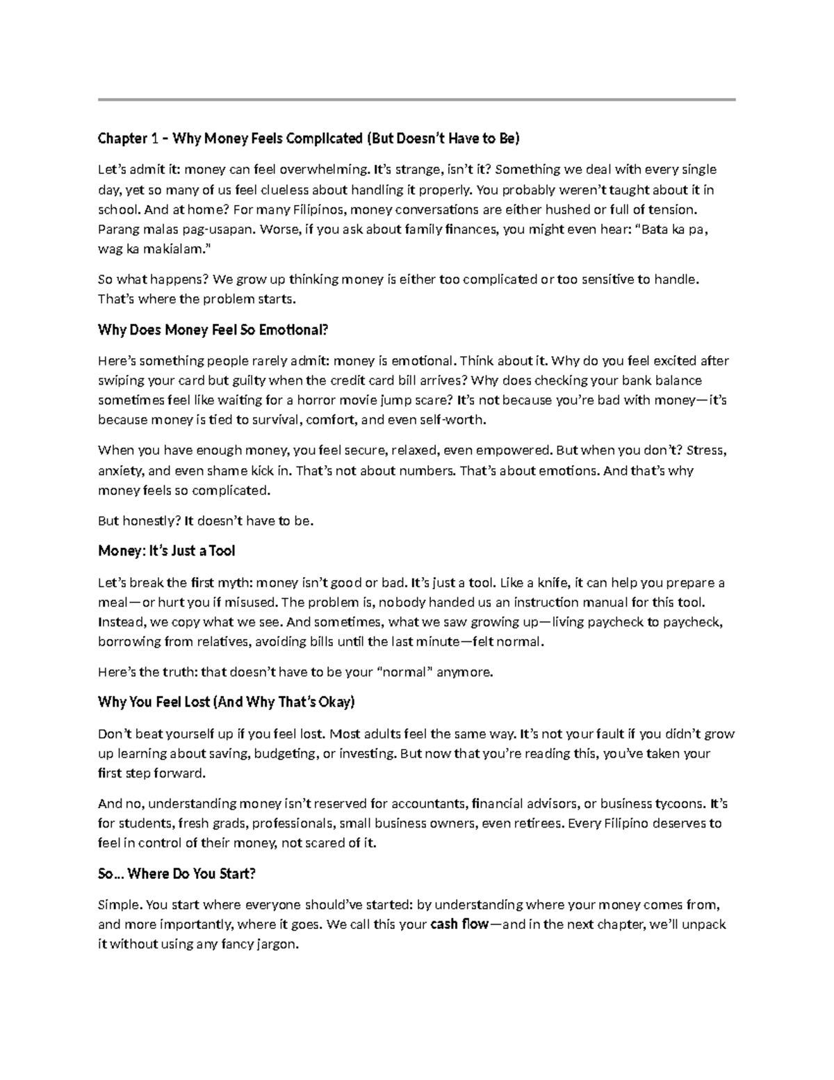 Chapter 1 – Understanding the Emotional Complexity of Money - Studocu