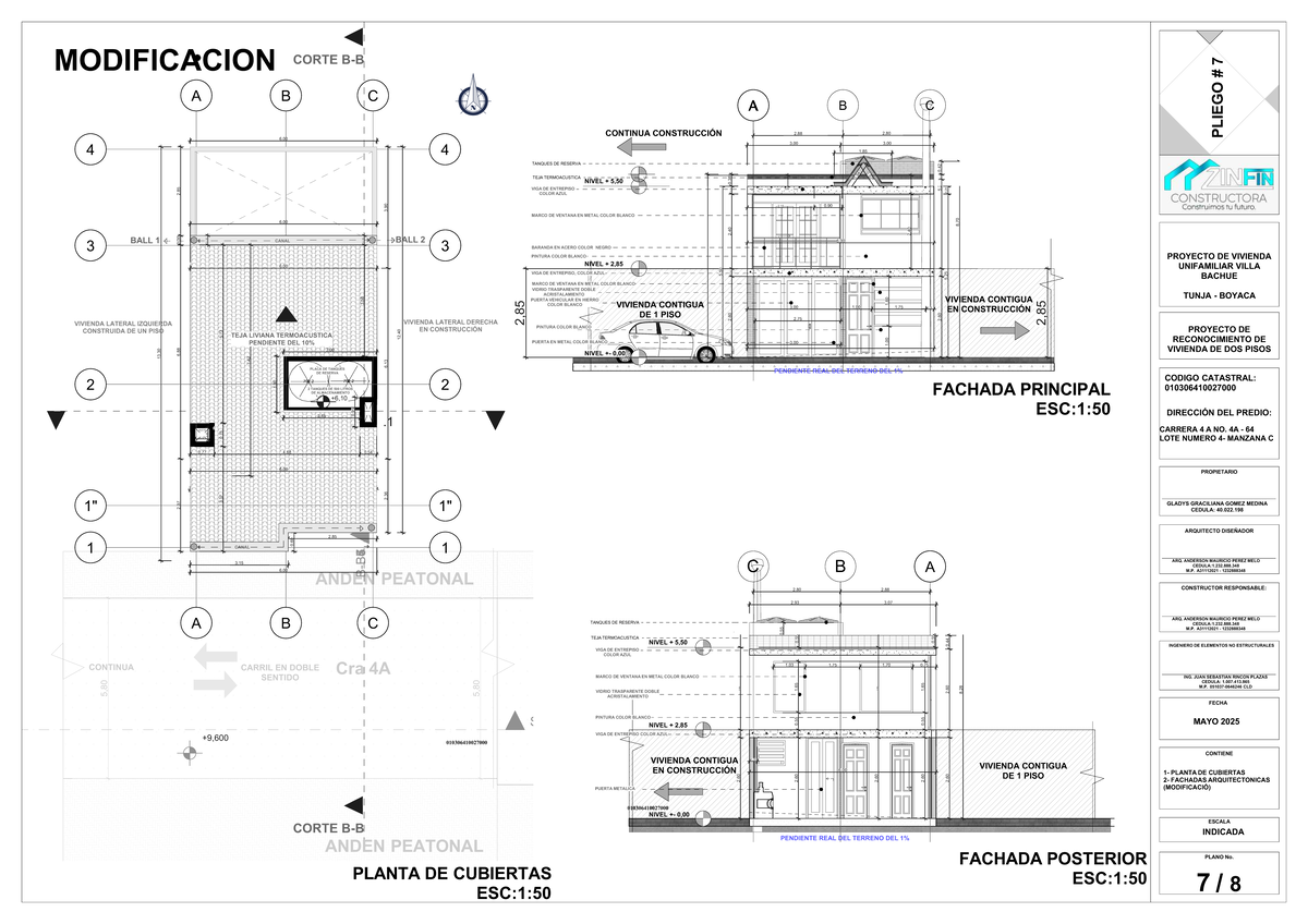 ARQ 7-8: Planos de Proyecto de Vivienda Unifamiliar Villa Bachue - Studocu