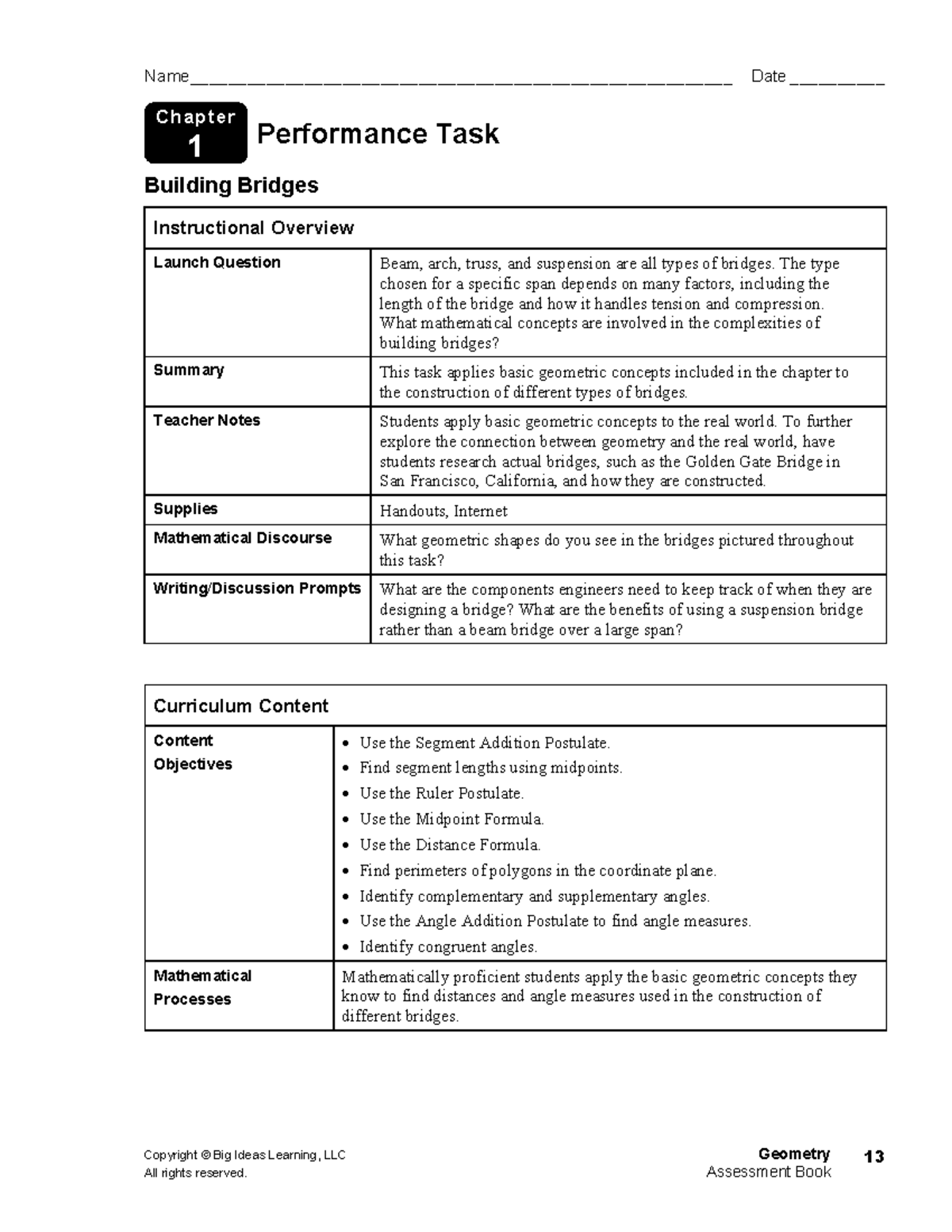 Geo Assessment CH-1: Performance Task on Building Bridges - Studocu