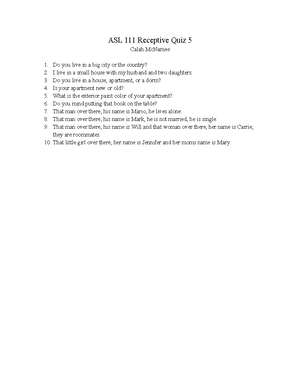 ASL 111 Homework: Signing Naturally Unit 3 Study Guide - Studocu