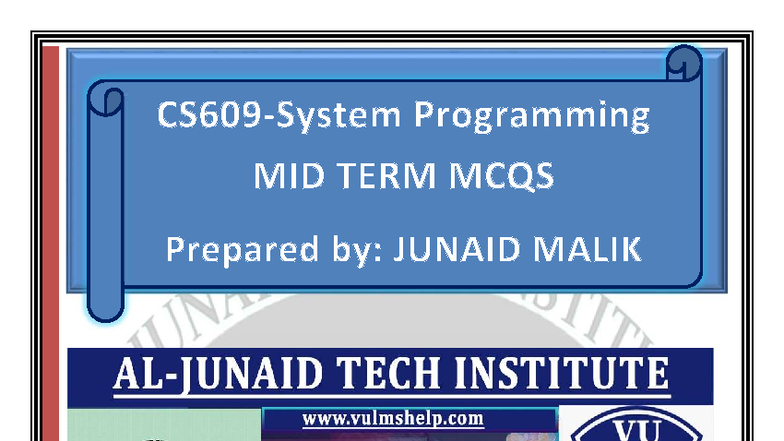 CS609 Midterm Exam MCQs on Operating Systems by Junaid - Studocu
