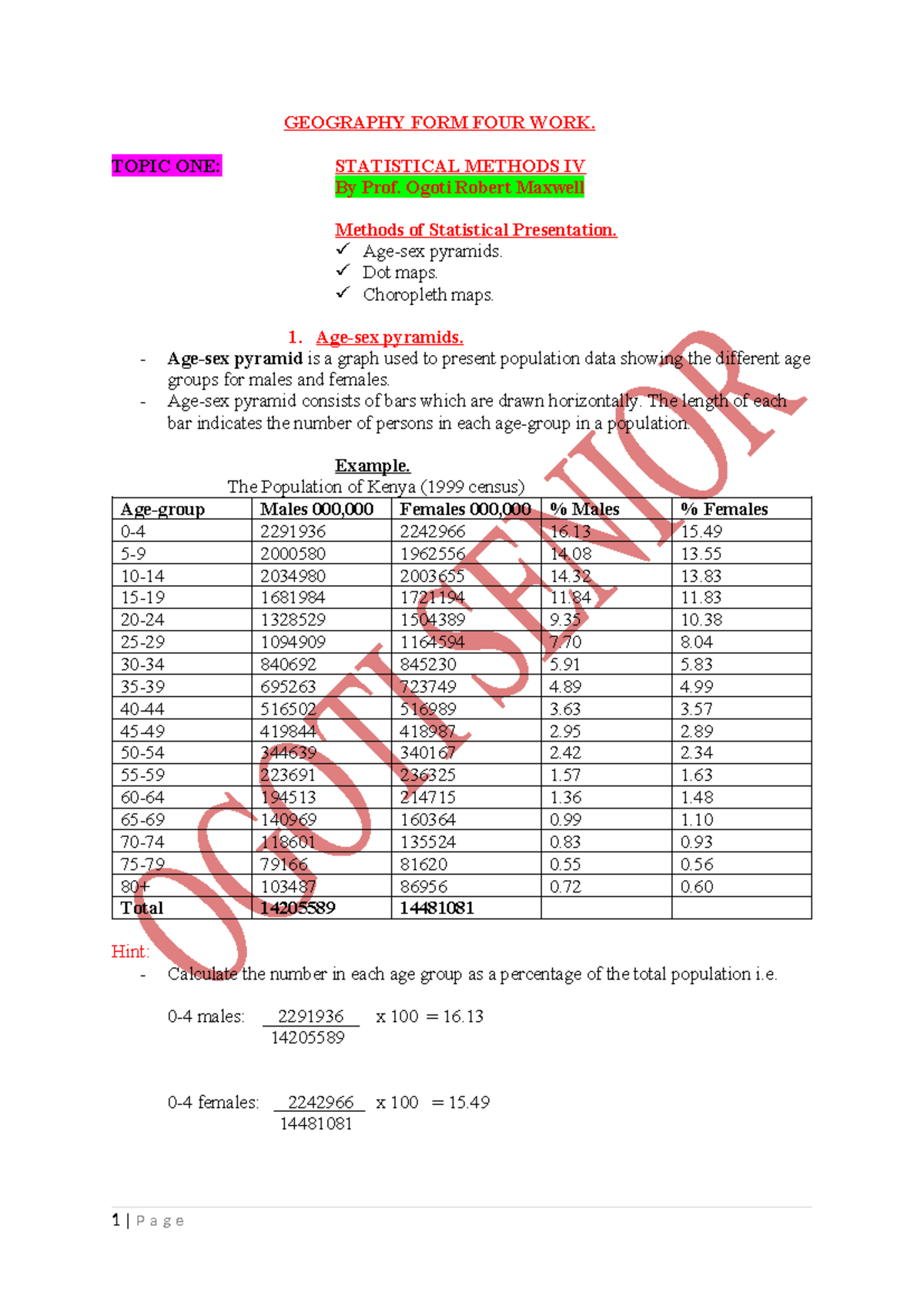 Geography Form Four: Statistical Methods & Irrigation Schemes Notes ...