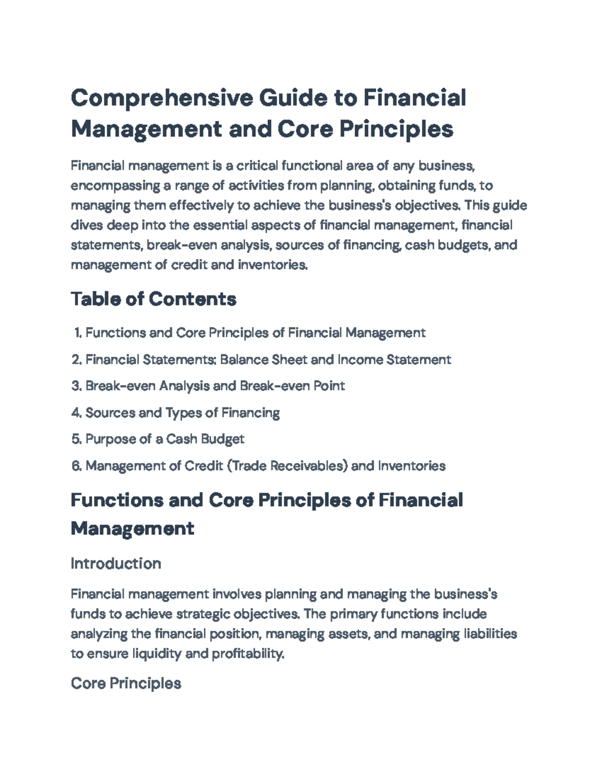 Comprehensive Guide to Financial Management Principles and Practices ...