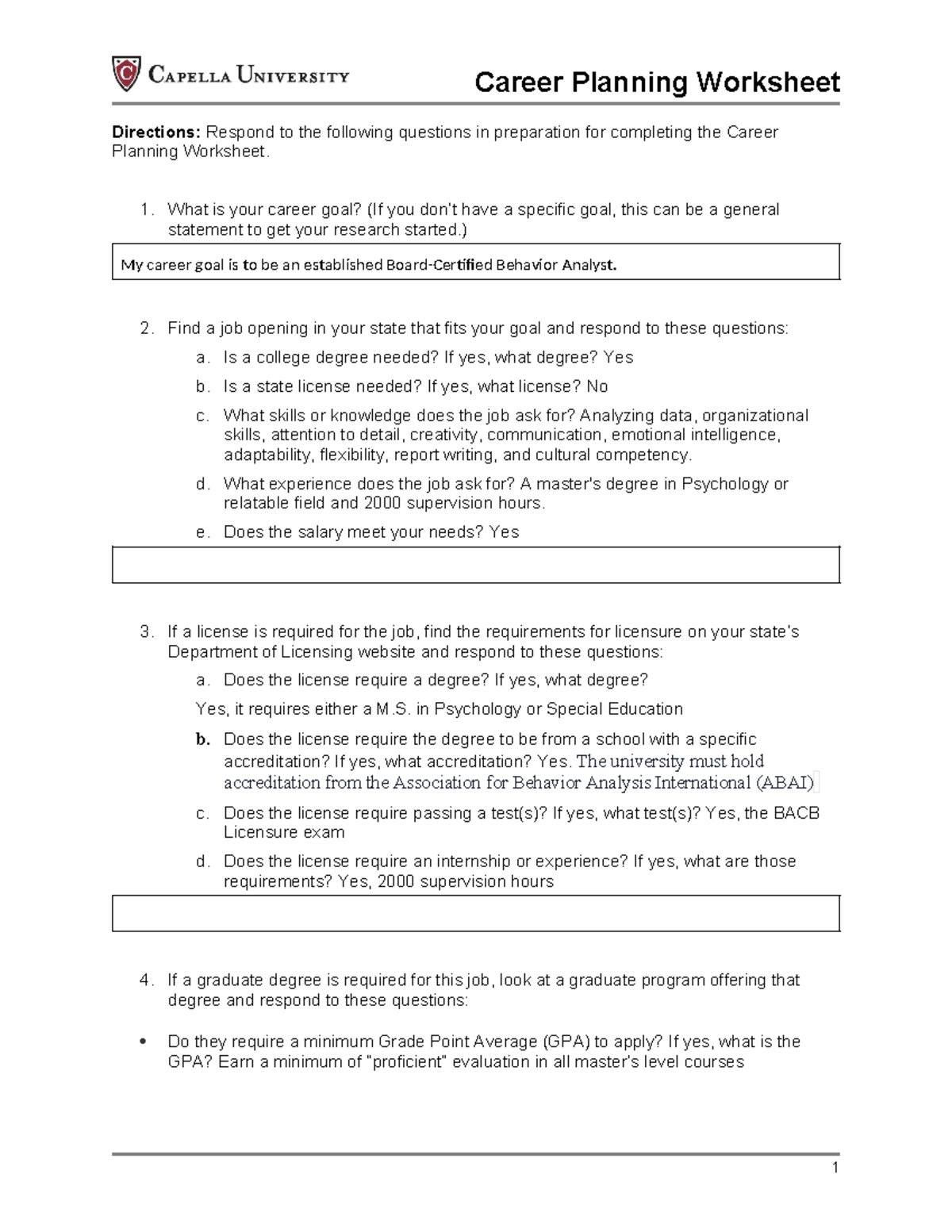PSY3002 Assessment 4 Career Planning Worksheet Guide - Studocu