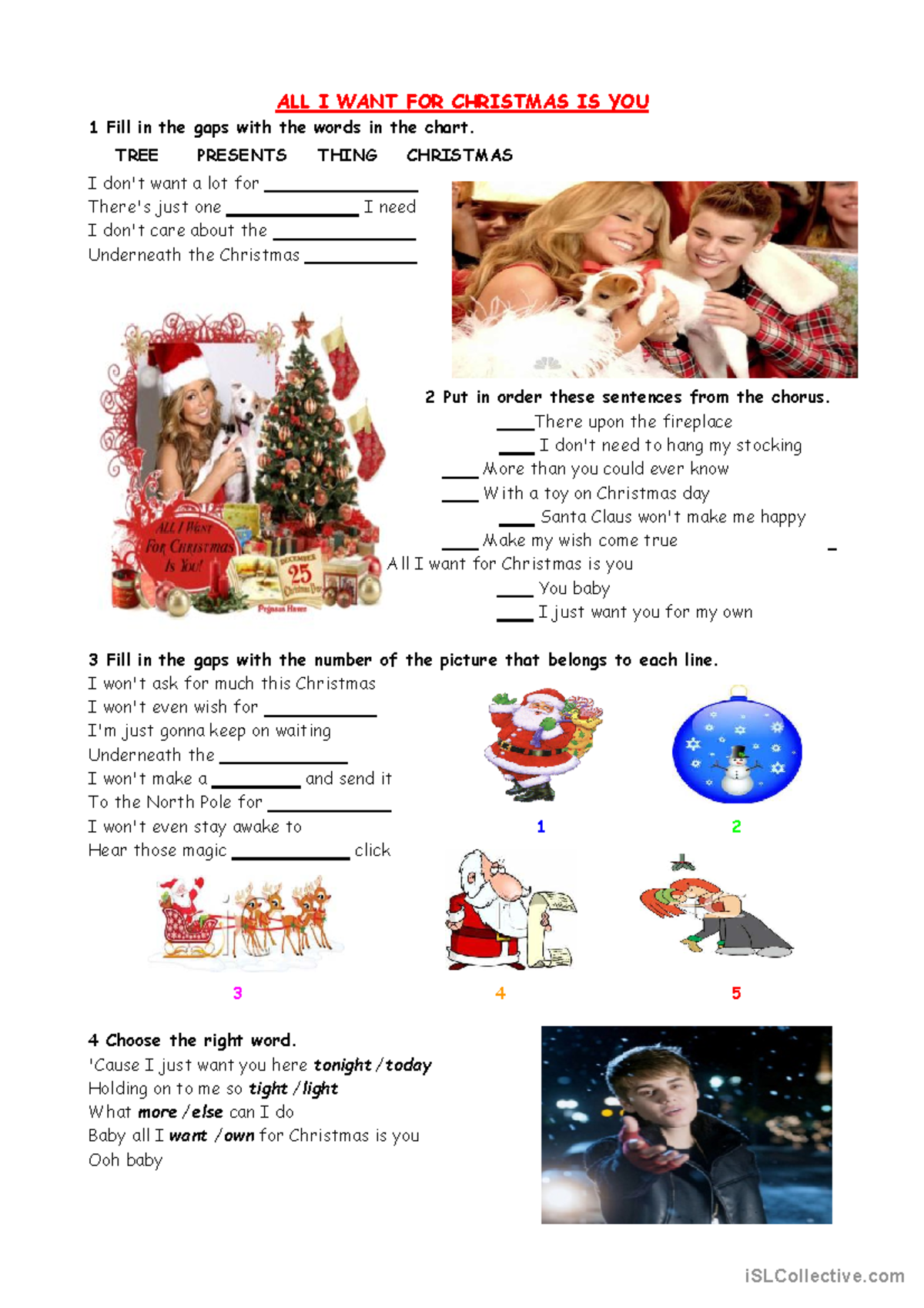 ALL I WANT FOR CHRISTMAS IS YOU: Fill-in-the-Gaps & Activities - Studocu