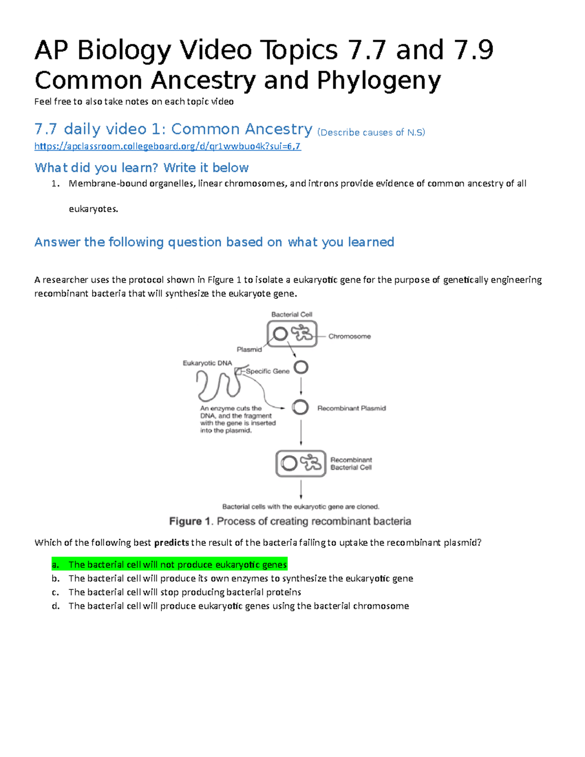 AP Biology Video Topics Common Ancestry and Phylogeny - AP Biology ...