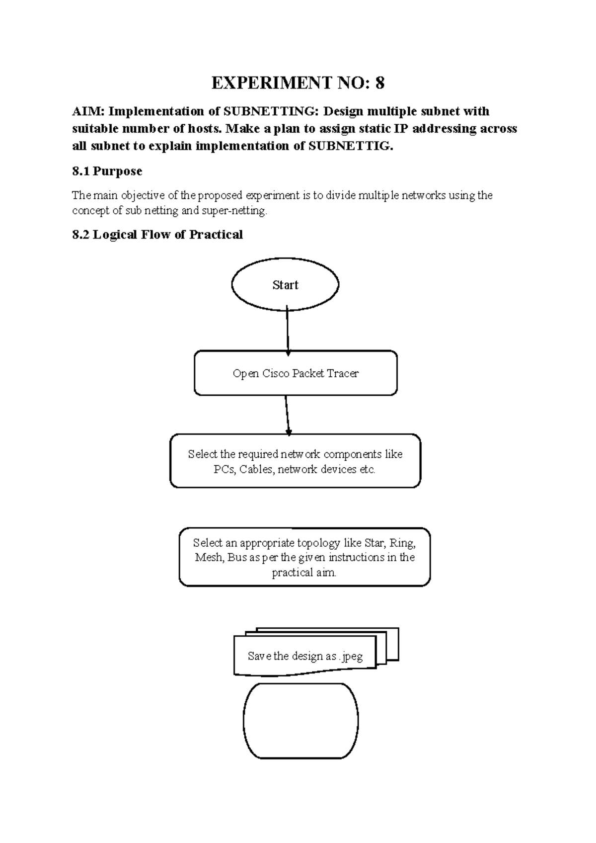 Experiment NO - EXPERIMENT NO: 8 AIM: Implementation of SUBNETTING ...