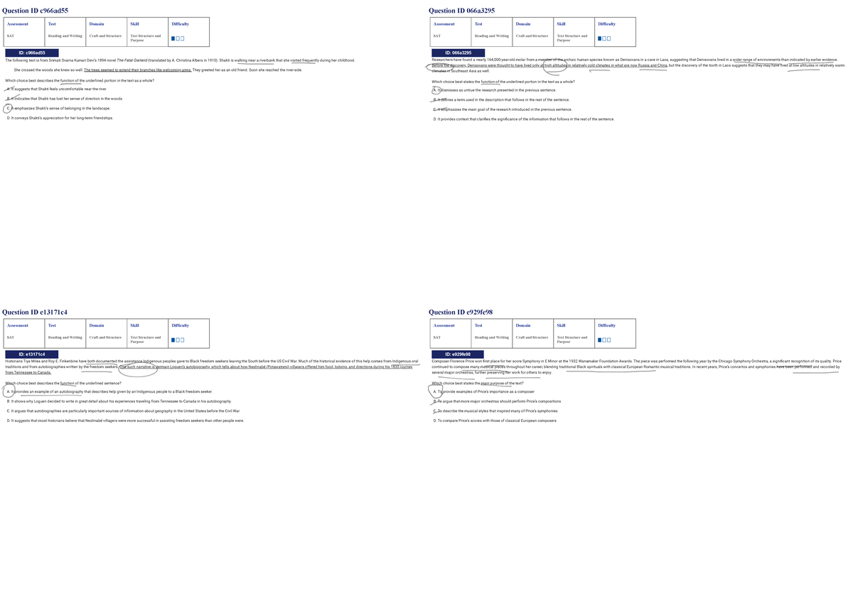 SAT Reading & Writing Assessment Test: Craft & Structure Overview - Studocu