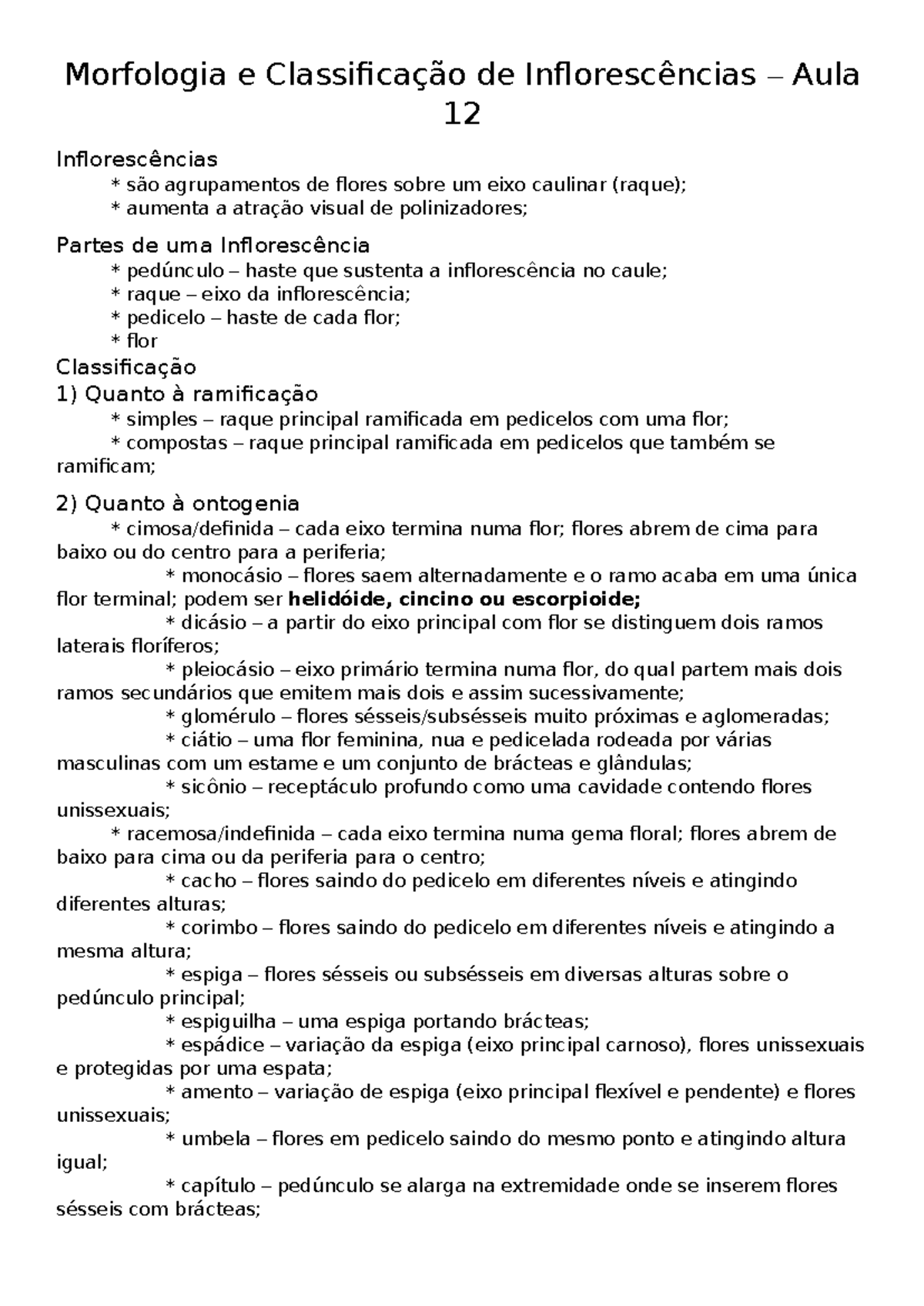 Aula 12: Morfologia e Classificação das Inflorescências na Botânica ...