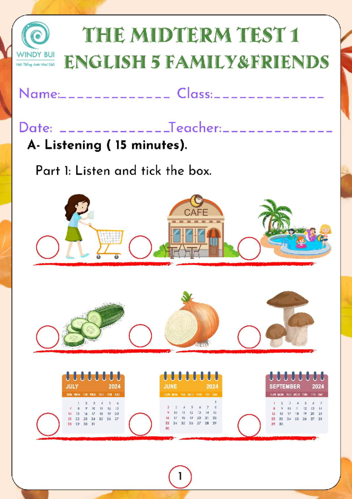 Midterm Test 1 - English 5 - Listening, Writing, Speaking Activities ...