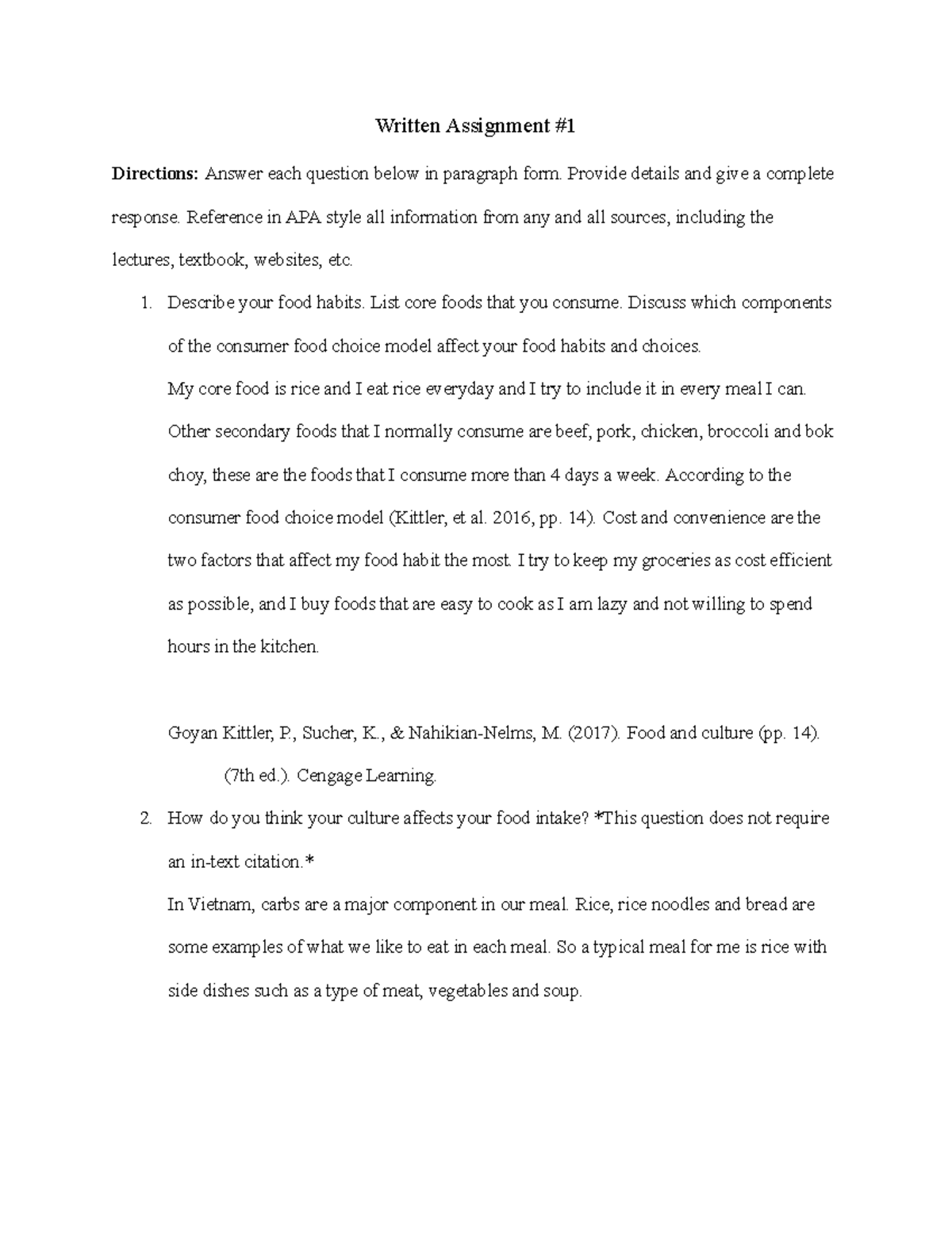 Module 1 Written Assignment #1: Exploring Food Habits and Cultural ...