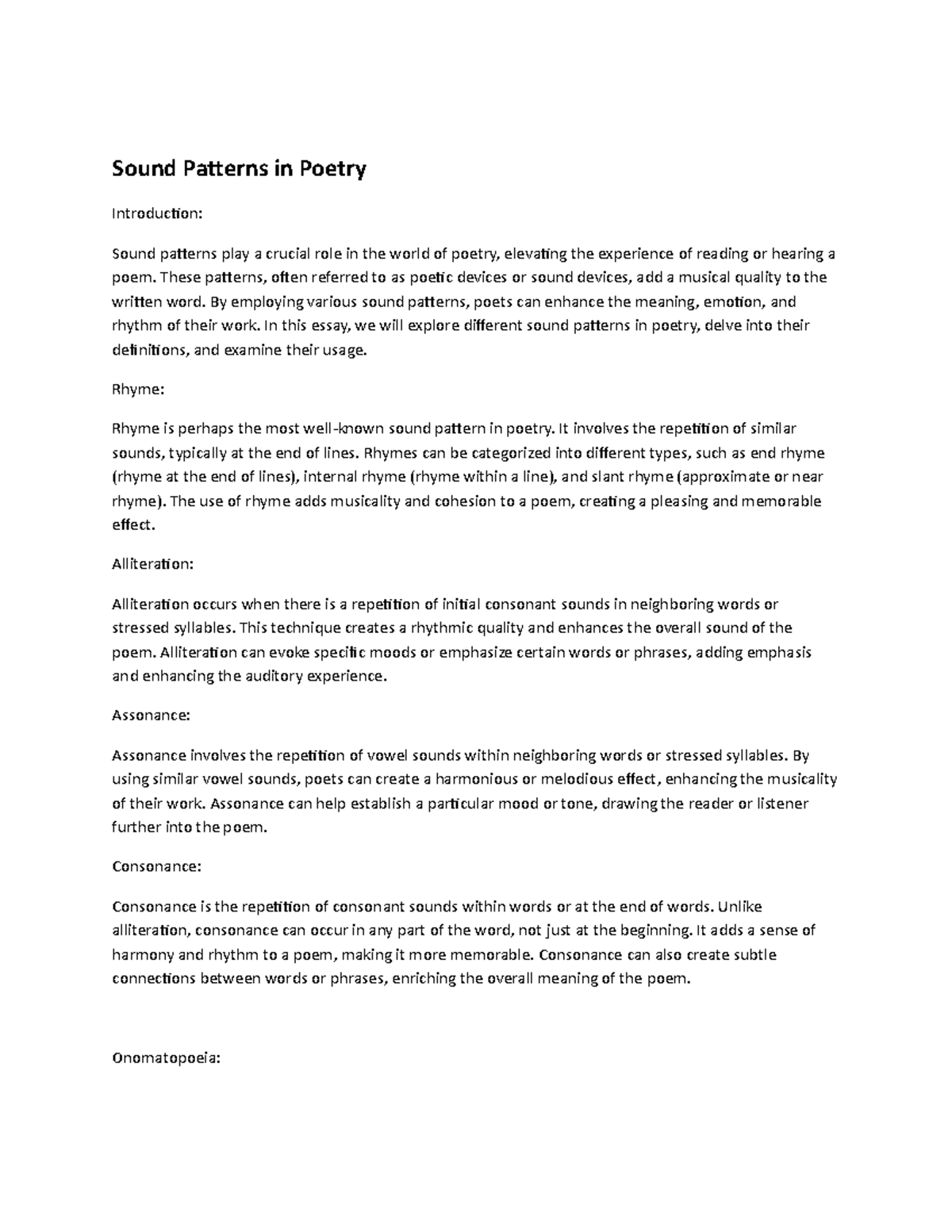Sound Patterns-WPS Office - Sound Patterns in Poetry Introduction: Sound patterns play a crucial ...