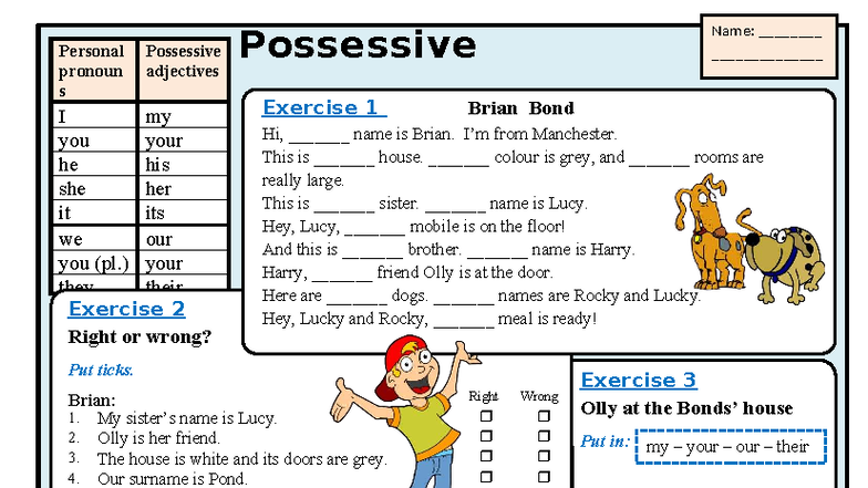 Possessive Adjectives Grammar Drills (140667) - Studocu