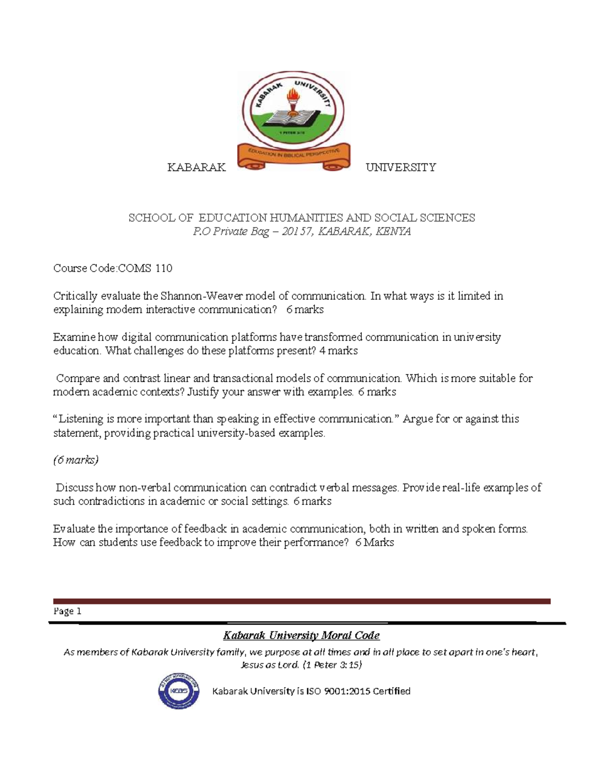 COMS 110 Assignment 4: Evaluating Communication Models and Digital ...