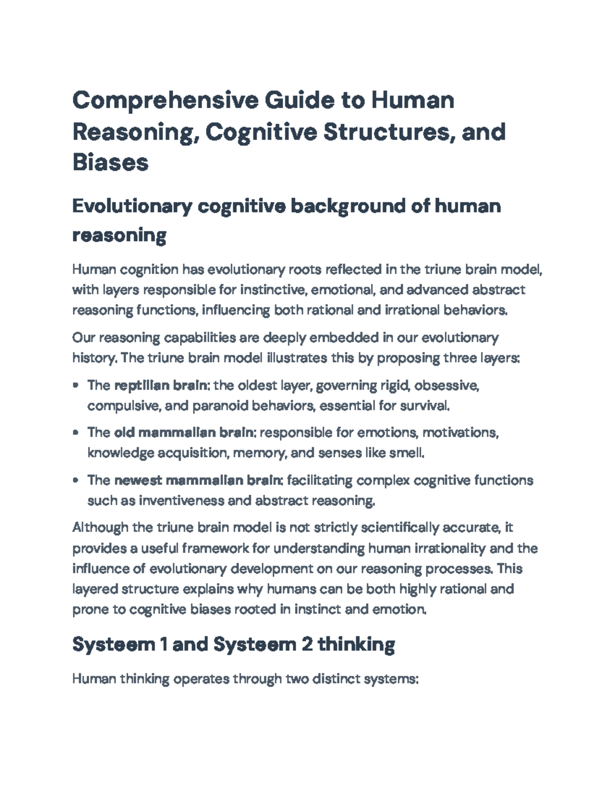 Comprehensive Guide to Human Reasoning and Cognitive Biases (PSY 101 ...