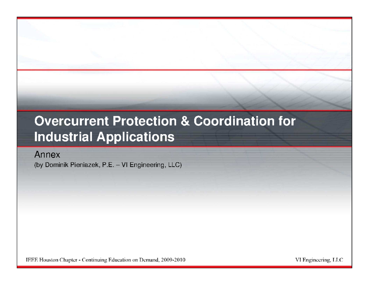Overcurrent Protection and Coordination - – VI Engineering, LLC ...