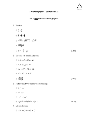 Matematik 1c - Naturvetenskapsprogrammet - årskurs: 1 - Gymnasieskola ...