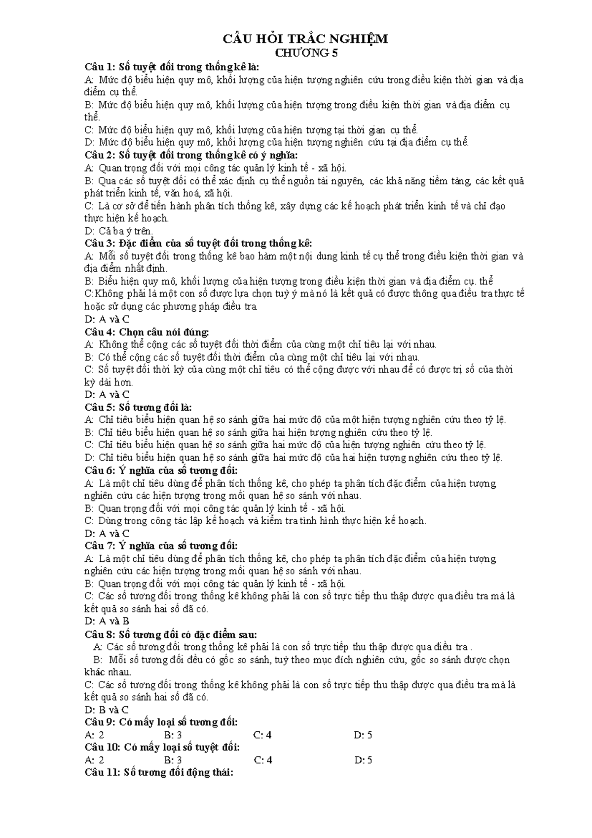 ĐỀ CƯƠNG NGUYÊN LÝ THỐNG KÊ - MÔN NLTK - Studocu