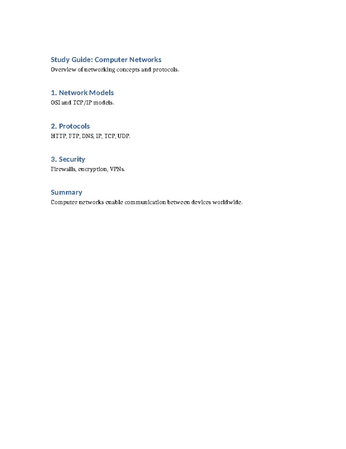 Study Guide Computer Networks - Toán cao cấp - Study Guide: Computer ...