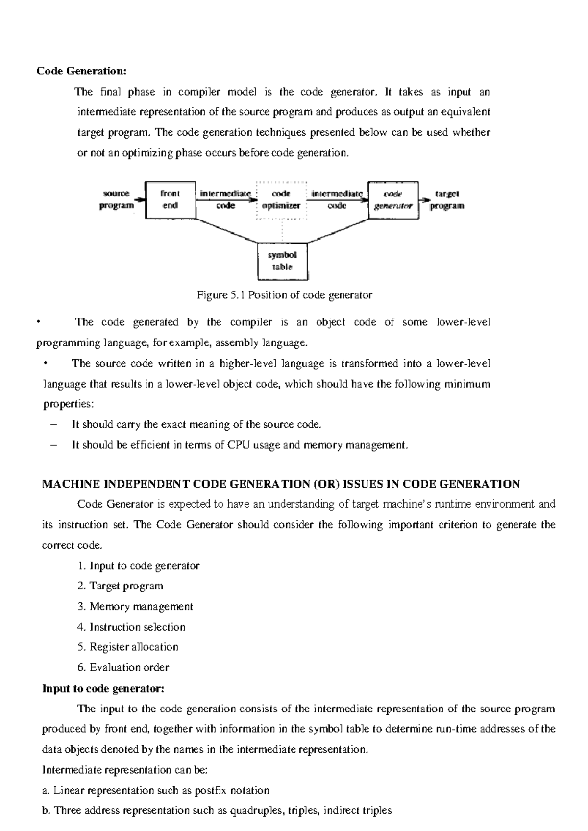 Code Generation Techniques in Compiler Design (Course Code: ACD) - Studocu