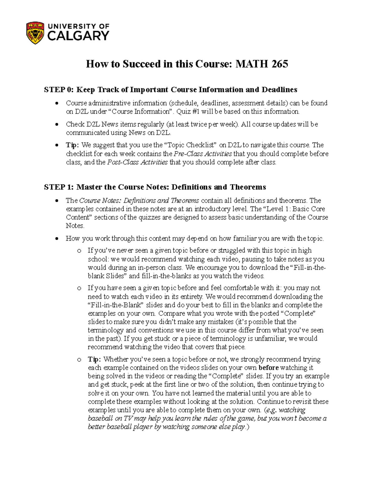 Strategies for Success in MATH 265: Essential Course Tips - Studocu
