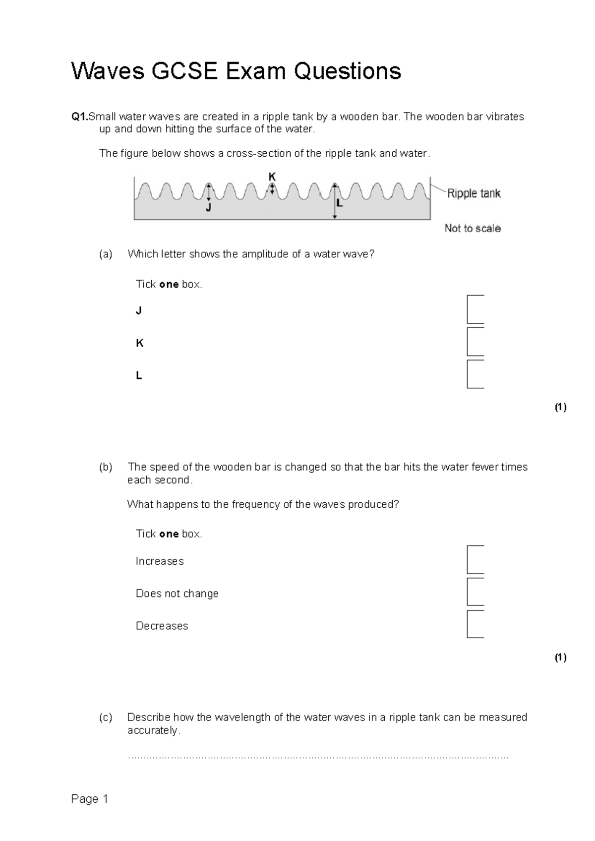 Waves GCSE Final Exam Questions and Answers (M1, M2, M3, M4, M6, M7 ...