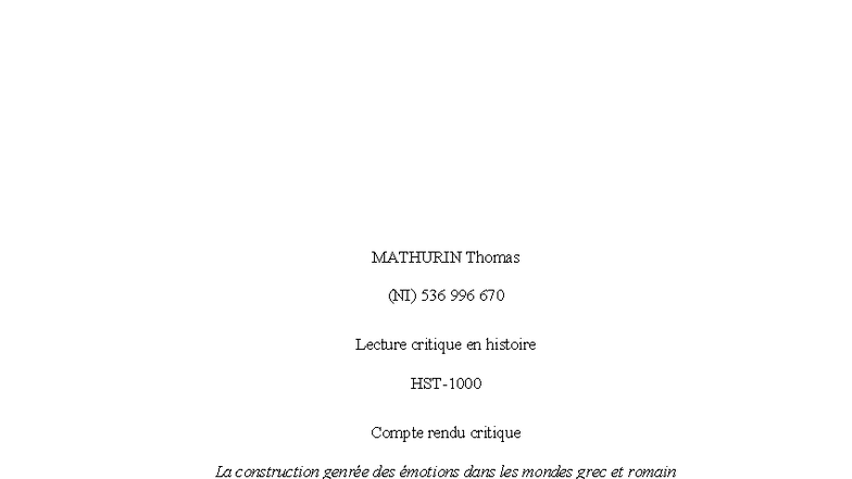 MATH 536 - Compte Rendu Critique sur les Émotions et le Genre dans l ...