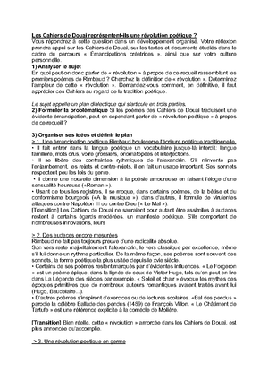 Fiche citations cahiers de douai : dissertation - FICHE DE LECTURE ...