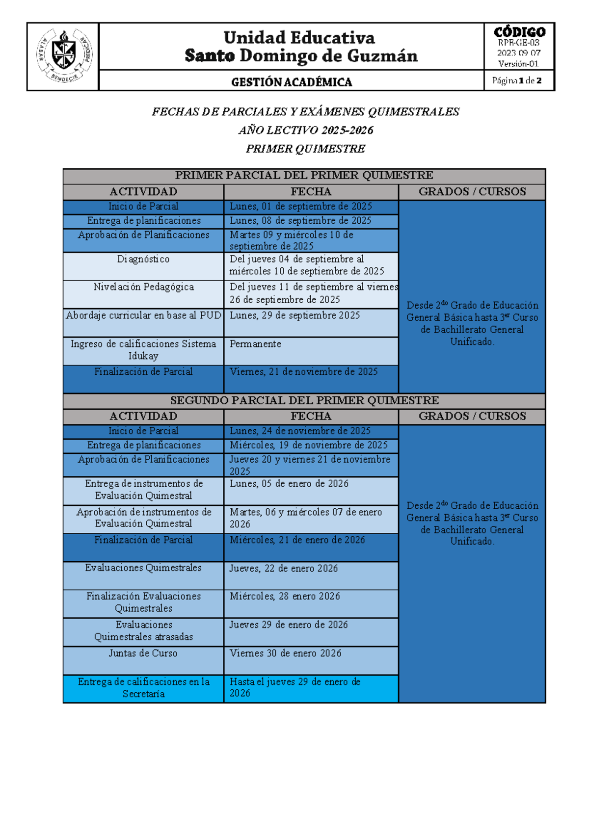 Cronograma de Exámenes y Parciales 2025-2026 - FECHAS - Studocu
