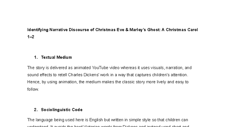 Analyzing Narrative Discourse in A Christmas Carol: A Study Guide - Studocu