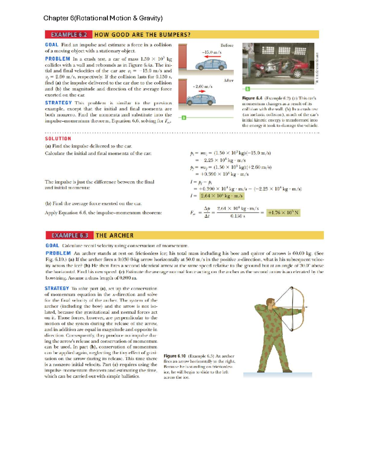 Chapter 6 (Rotational Motion & Gravity) - Impulse and Collision Analysis - Studocu