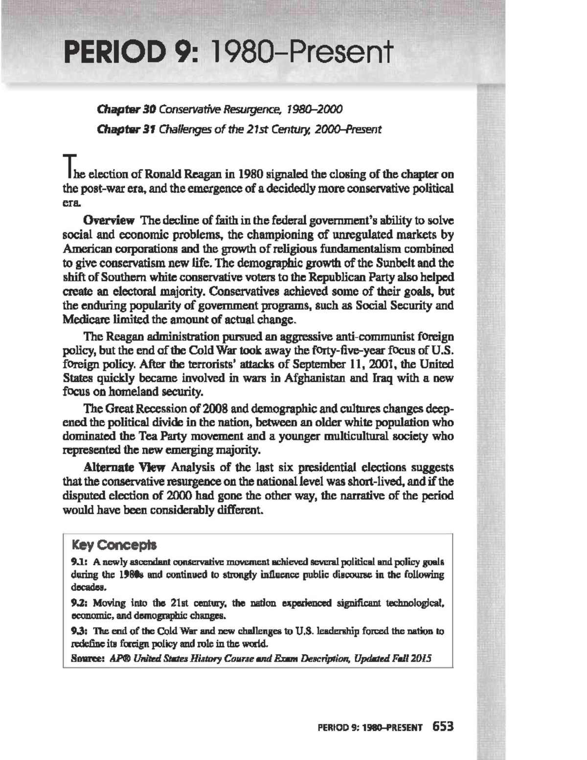 PERIOD 9: Chapter 30 - Conservative Resurgence and 21st Century ...
