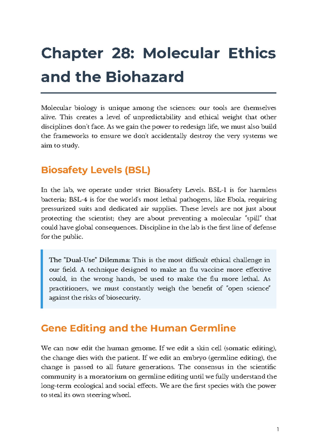 Chapter 28: Molecular Ethics & Biohazard in Molecular Biology - Studocu