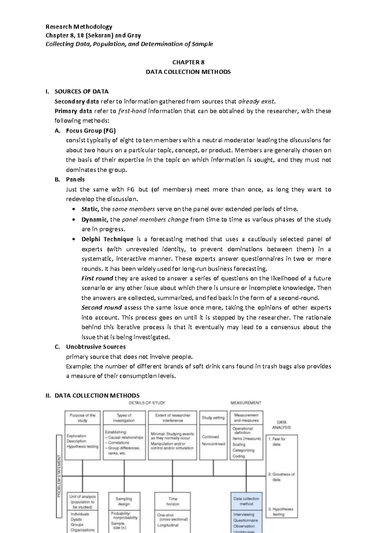 Chapter 8 & 10 Research Methodology: Data Collection Methods Summary - Studocu