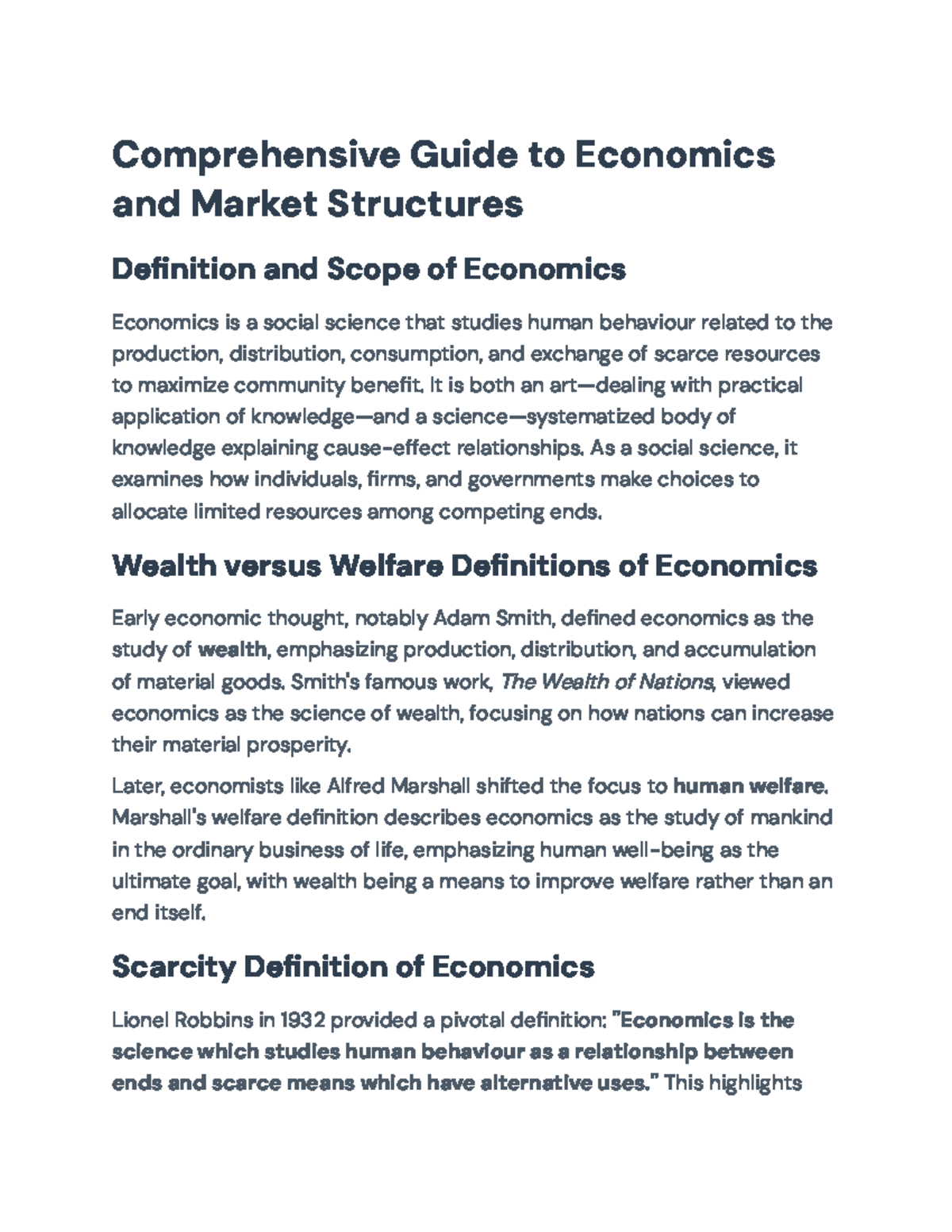 Comprehensive Guide to Economics & Market Structures (ECO 101) - Studocu