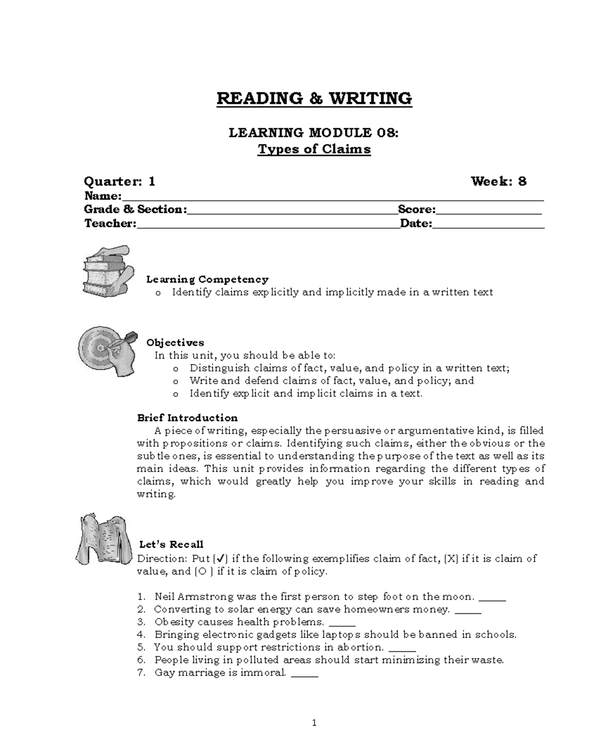 Claims of Fact, Value, and Policy: Understanding Types & Writing ...