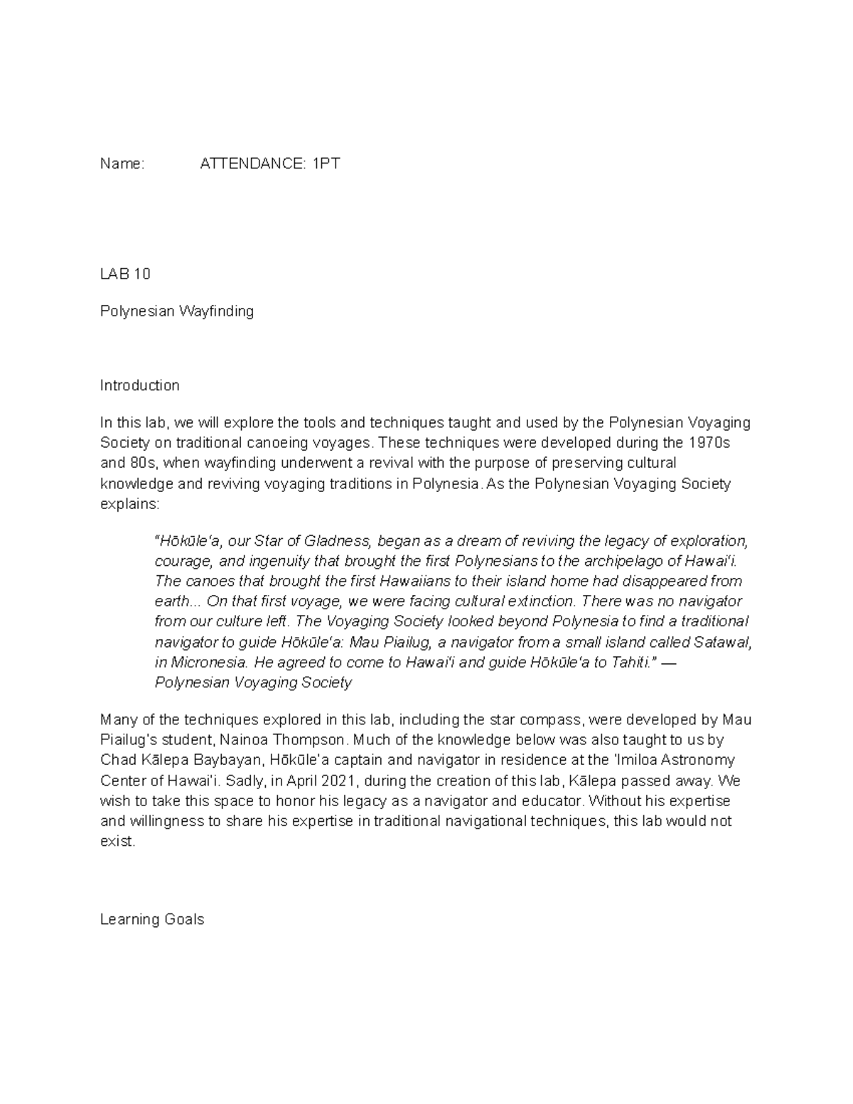 AST 201 Lab #10: Techniques of Polynesian Wayfinding Exploration - Studocu